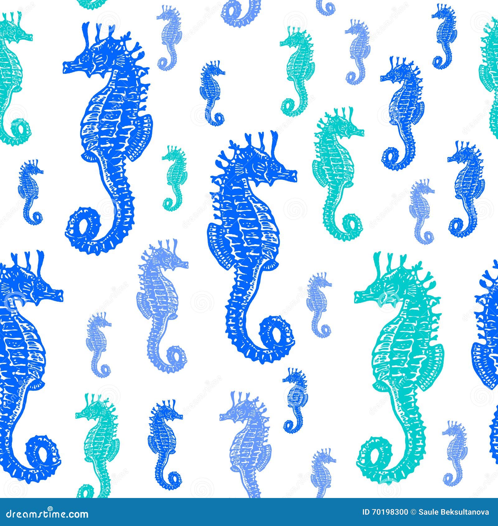 Sea Horses Colourful Seamless Pattern. Royalty-Free Stock Image ...