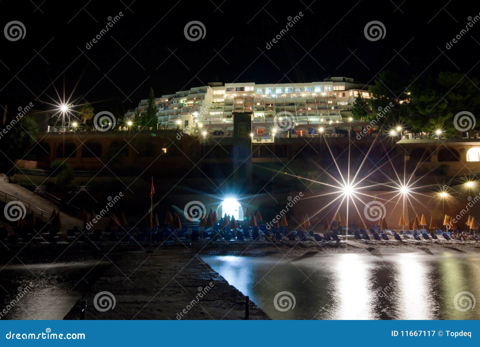 Sea hotel beach at night stock image. Image of dark, sand - 11667117
