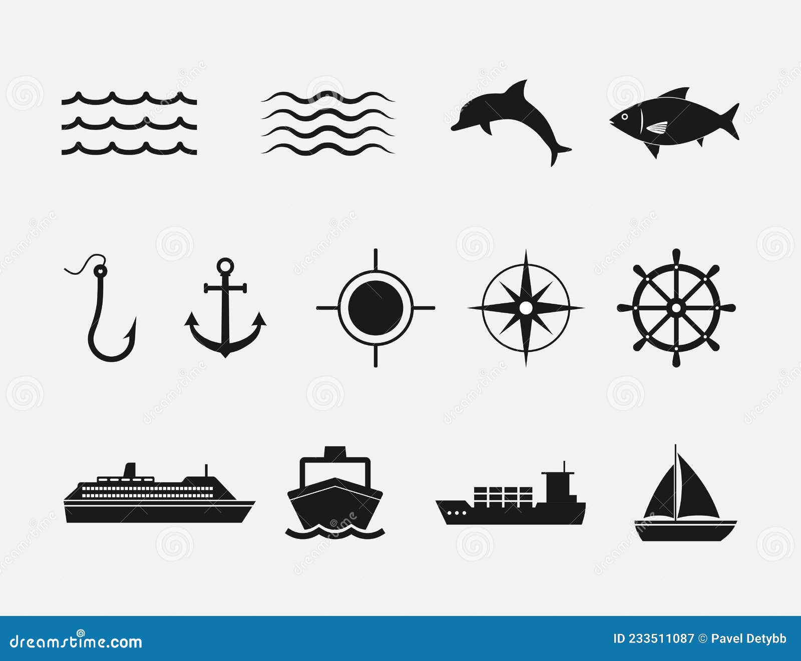 Sea Icon Set. Vector Illustration. Flat Design Stock Vector ...