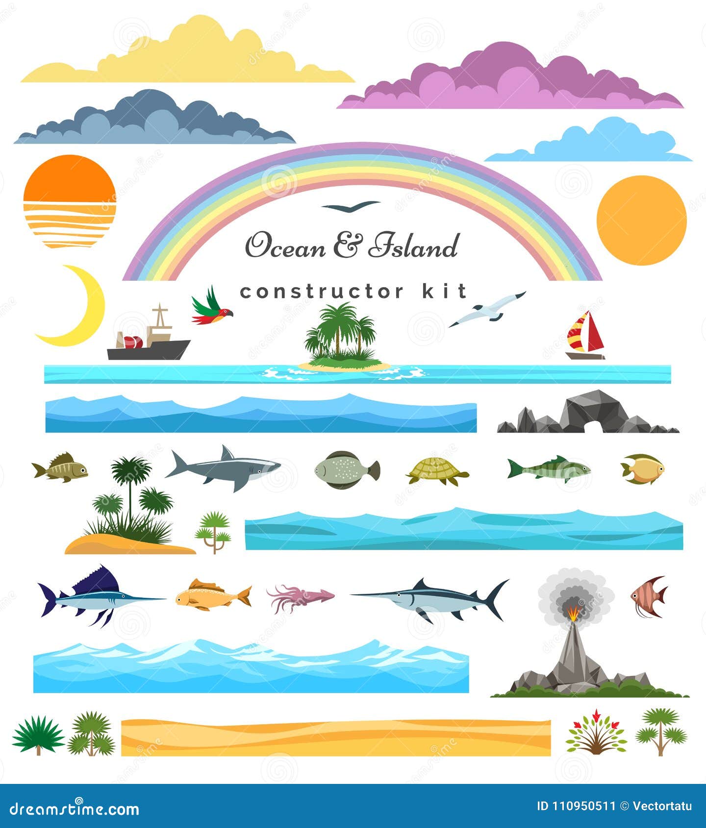 Sea island constructor stock vector. Illustration of creative - 110950511