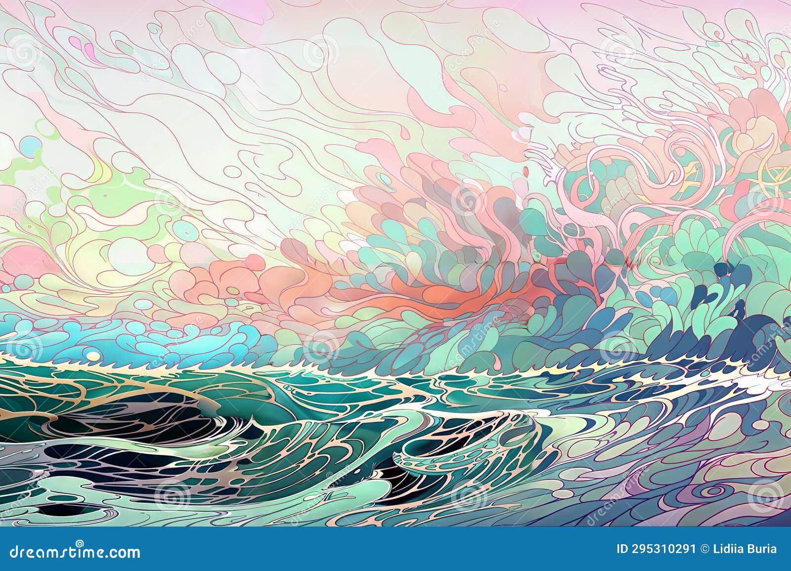 Abstract Background with Sea and Waves. Vector Illustration for Your ...