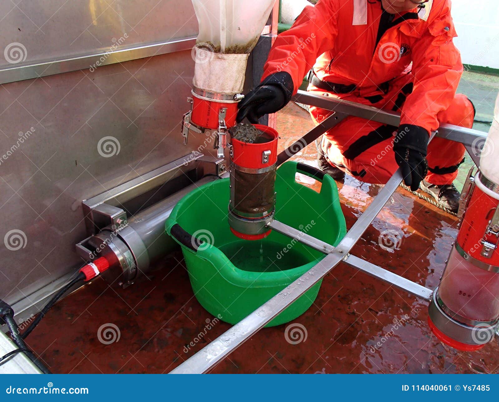 The Sea of Japan / Russia - December 01 2013: Taking the Sample from ...