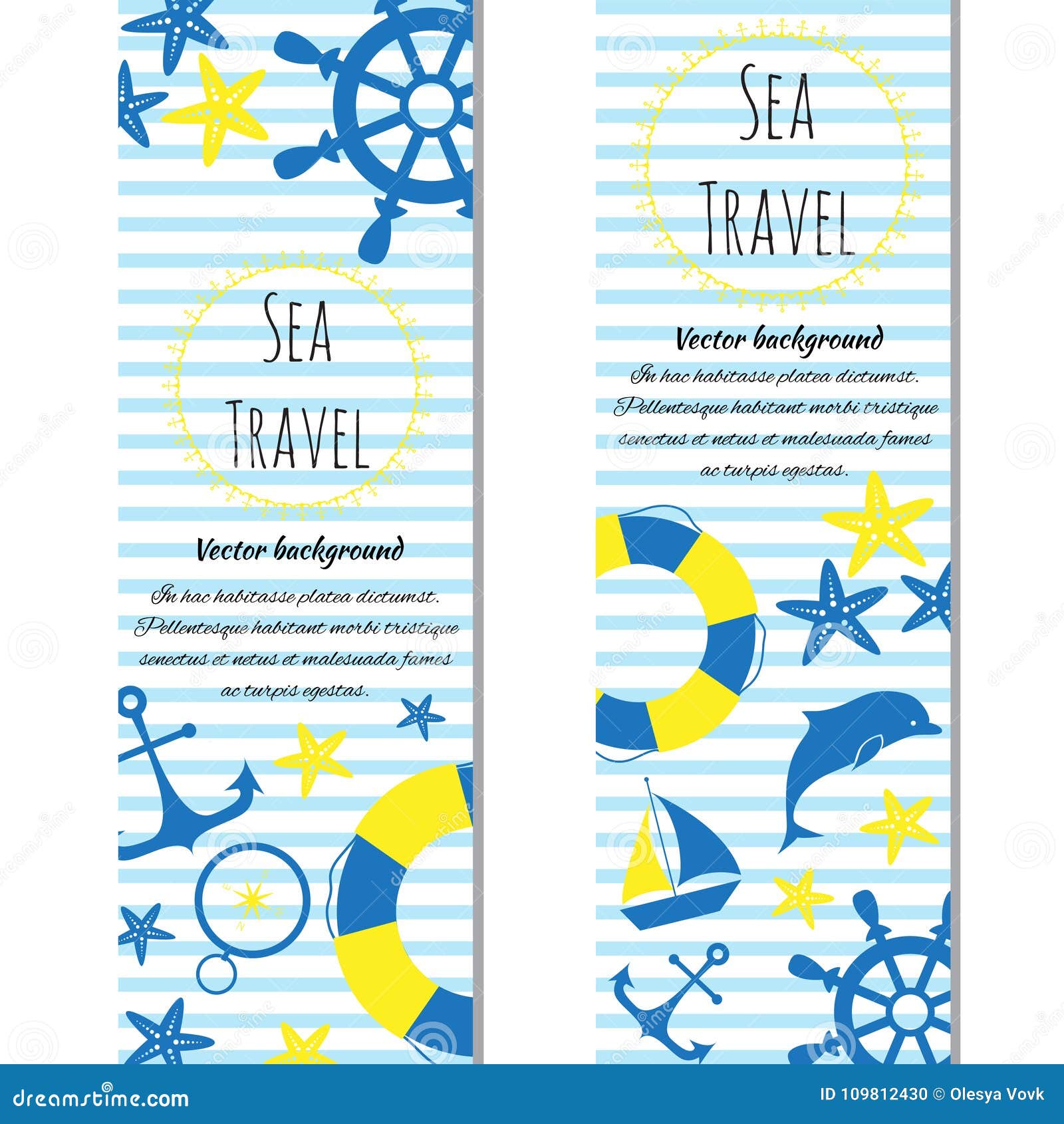 Sea Journey Cartoon Banners. Vector Illustration Stock Vector ...