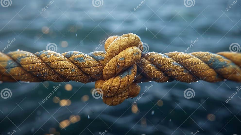 A Sea knot on a rope. stock photo. Image of nautical - 352981300