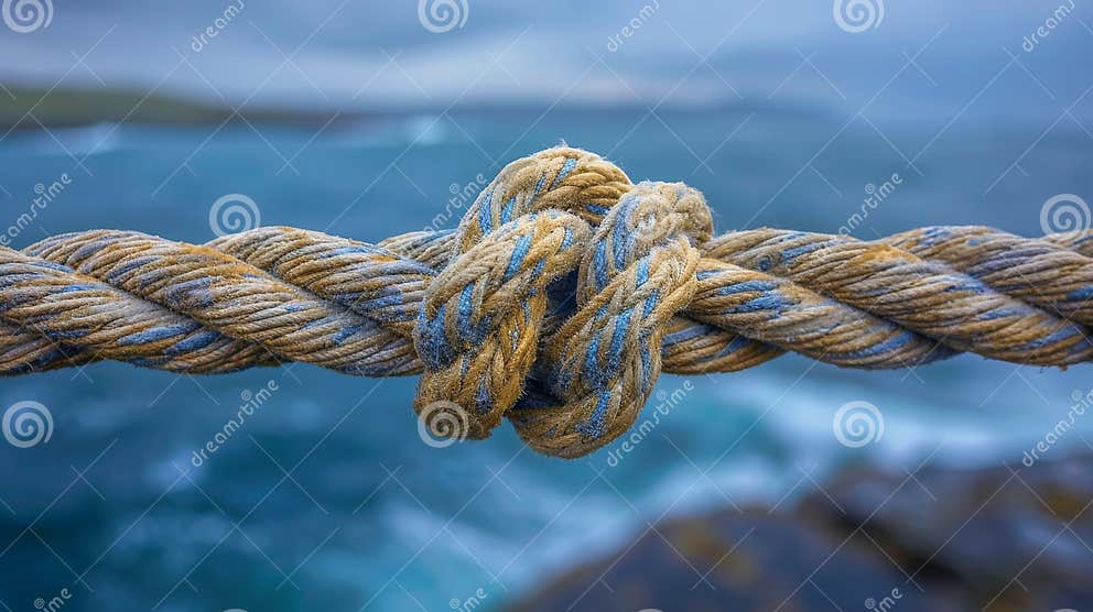 A Sea knot on a rope. stock image. Image of white, detail - 352981317