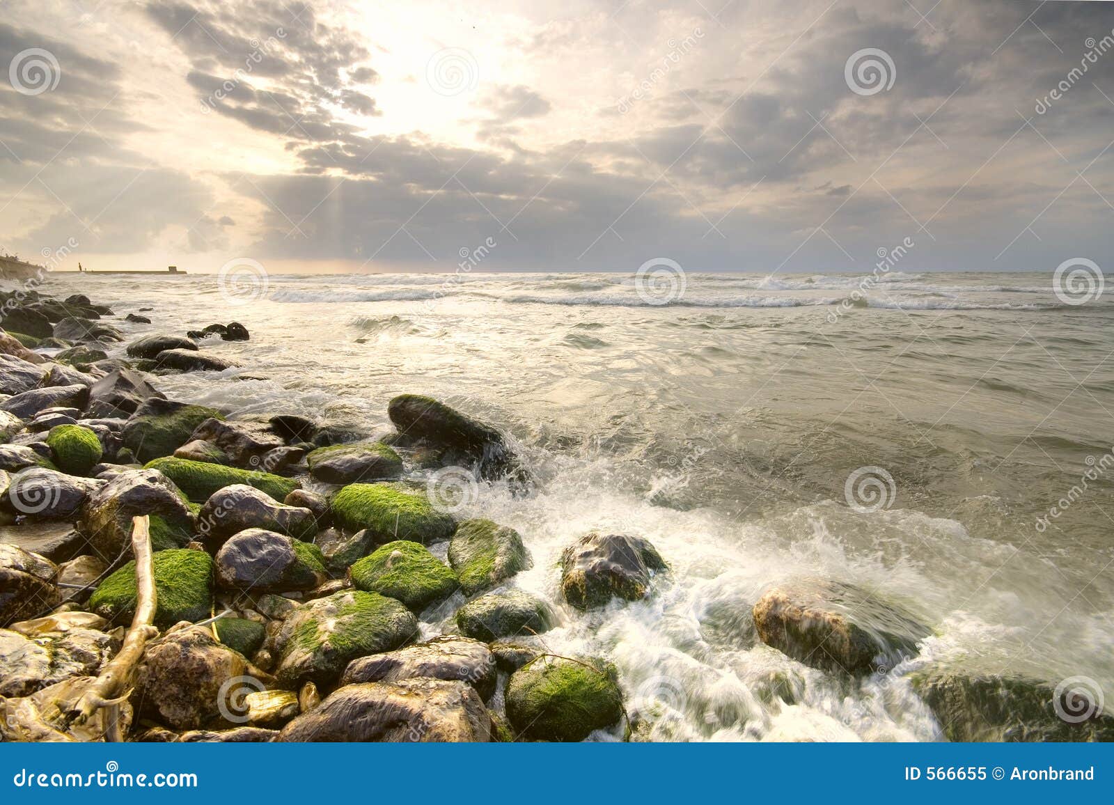 Sea Landscape with Green Rocks Stock Image - Image of ocean, vista: 566655