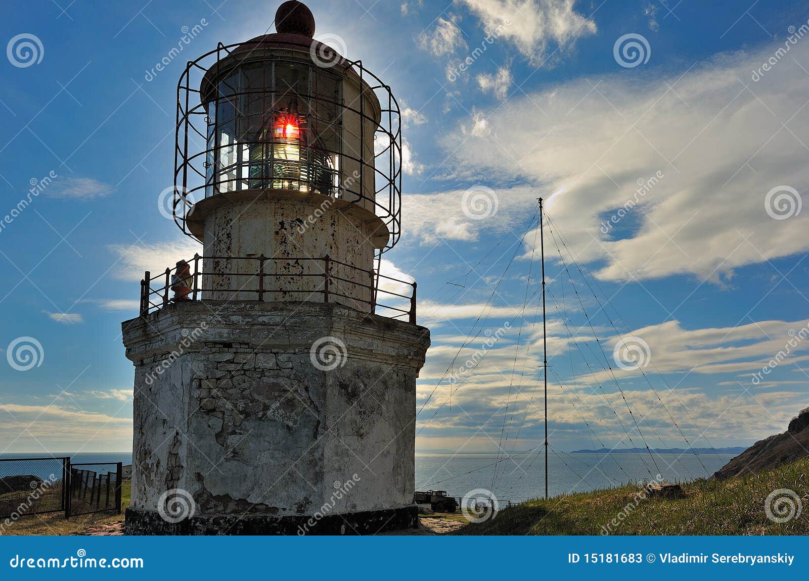 Sea Landscape with a Lighthouse. Stock Image - Image of radio ...