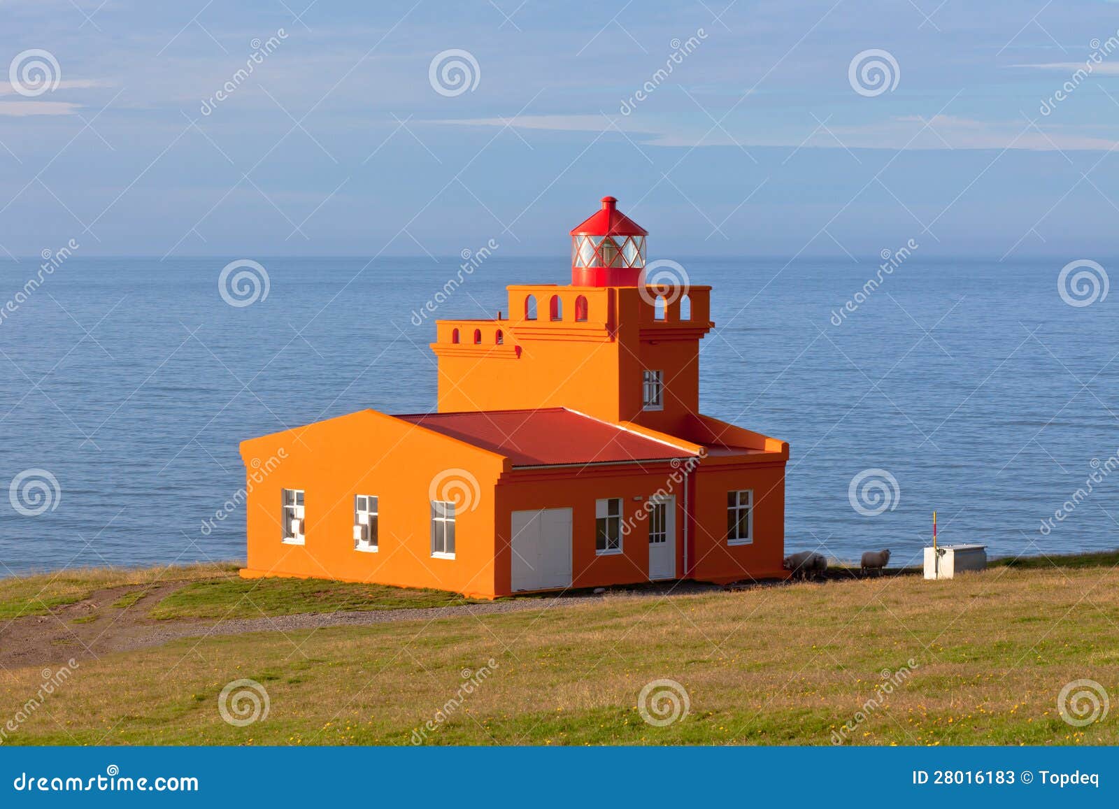 Sea Landscape with Orange Lighthouse Stock Image - Image of landscape ...