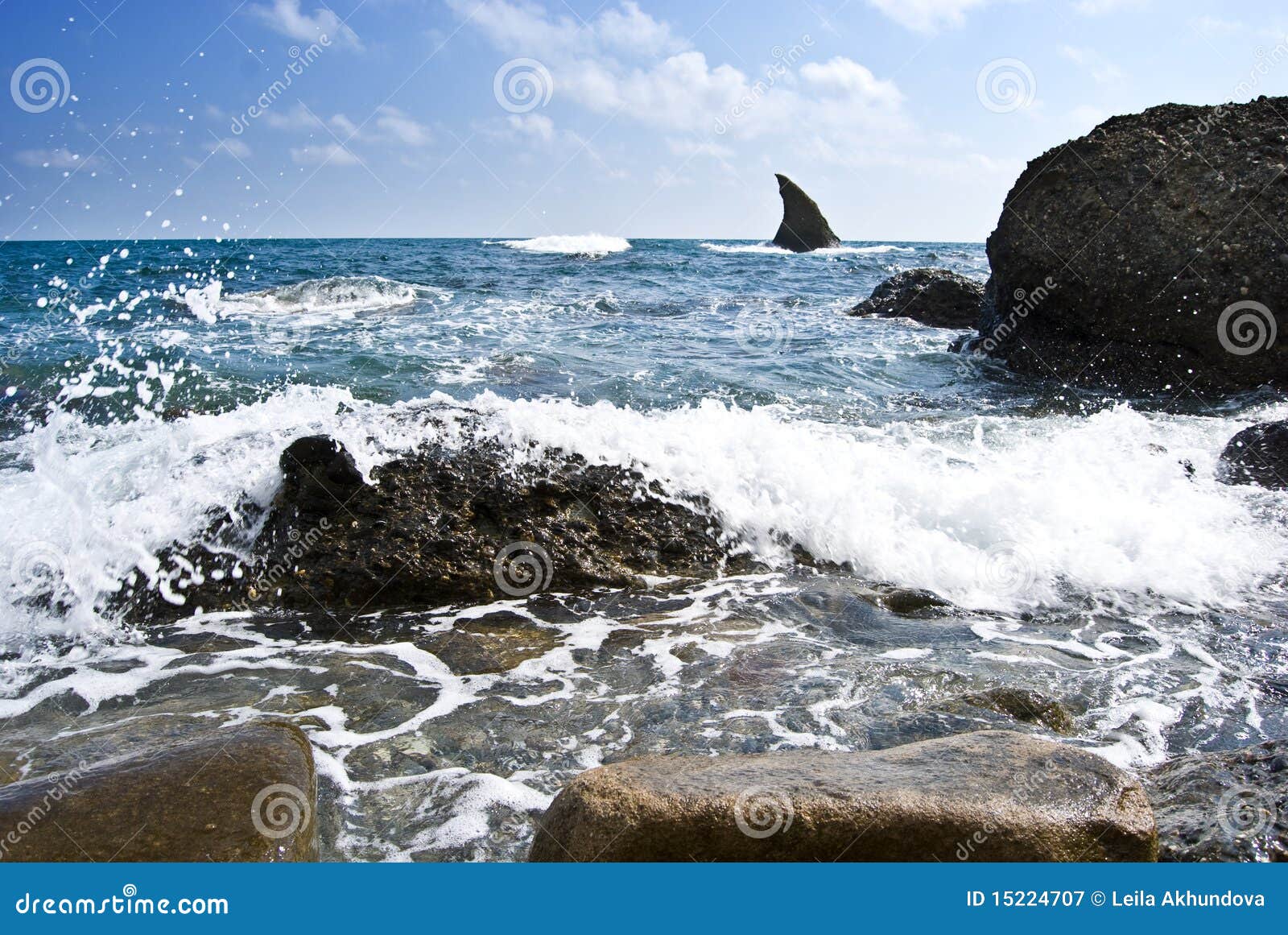 Sea Landscape with a Shark-like Stone Stock Image - Image of coast ...