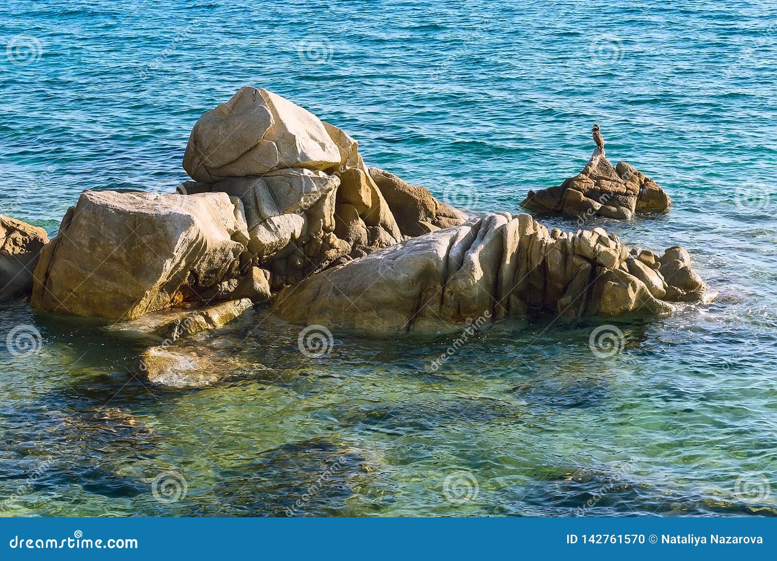 Sea Landscape with Stone Rocks Stock Photo - Image of horizontal ...