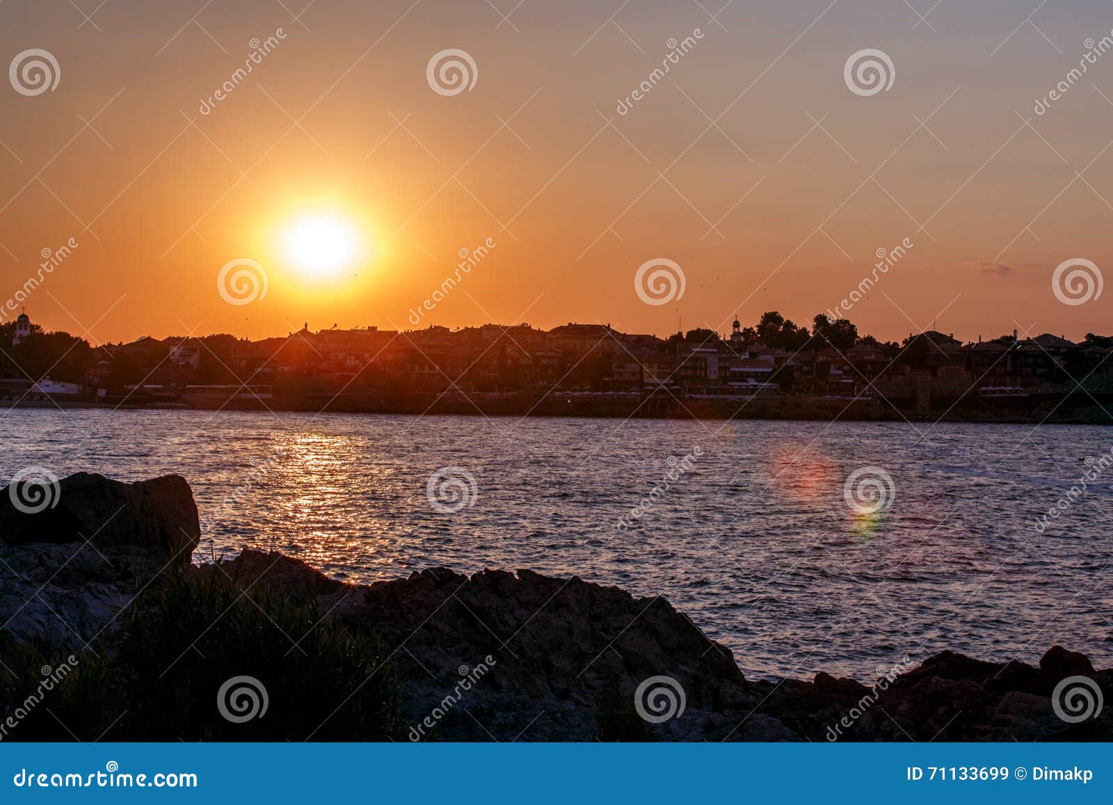 Sea landscape sunset stock image. Image of reflection - 71133699