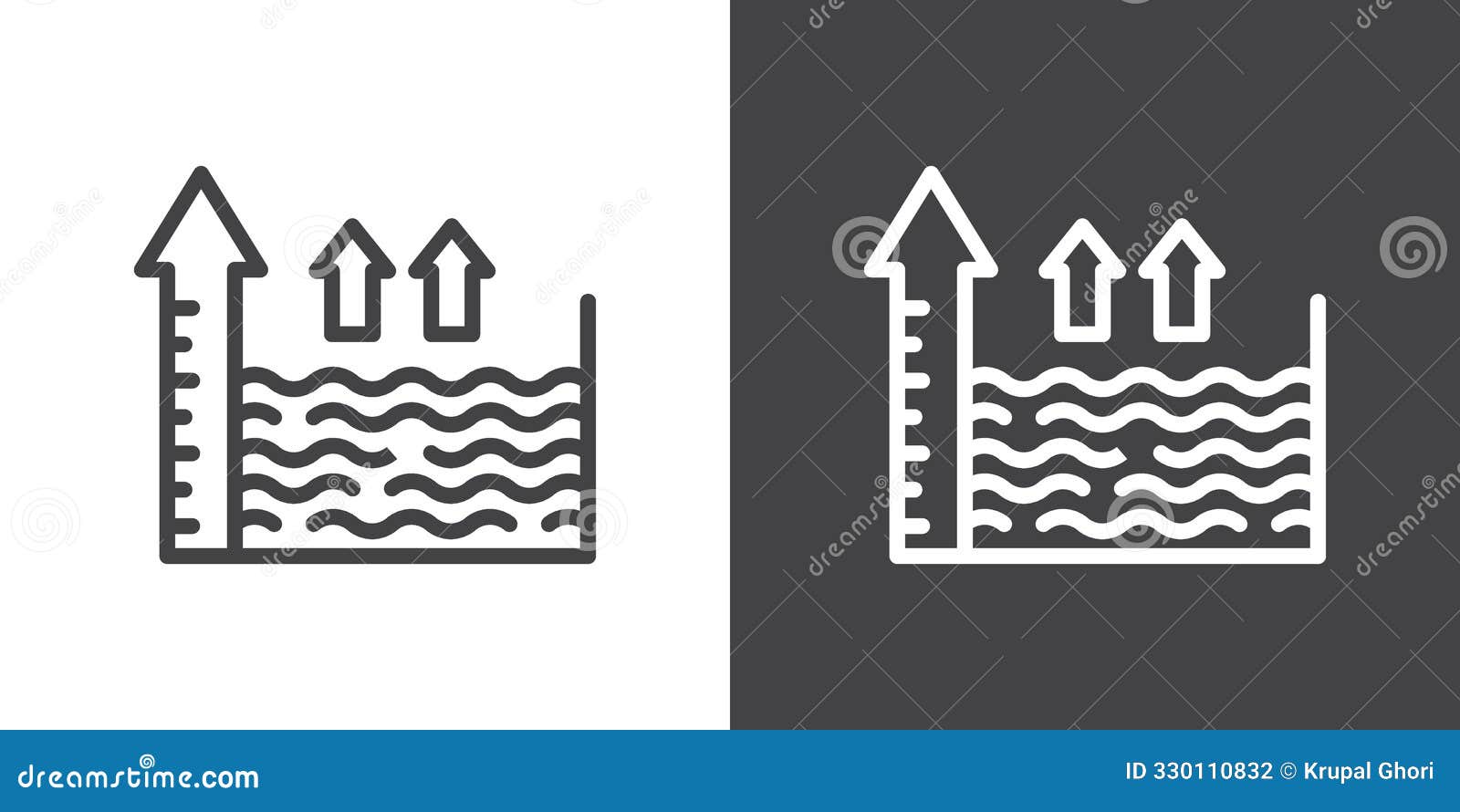 Sea Level Icon Flat Vector Set Outline Stock Illustration ...