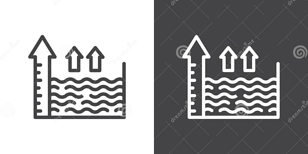Sea Level Icon Flat Vector Set Outline Stock Illustration ...