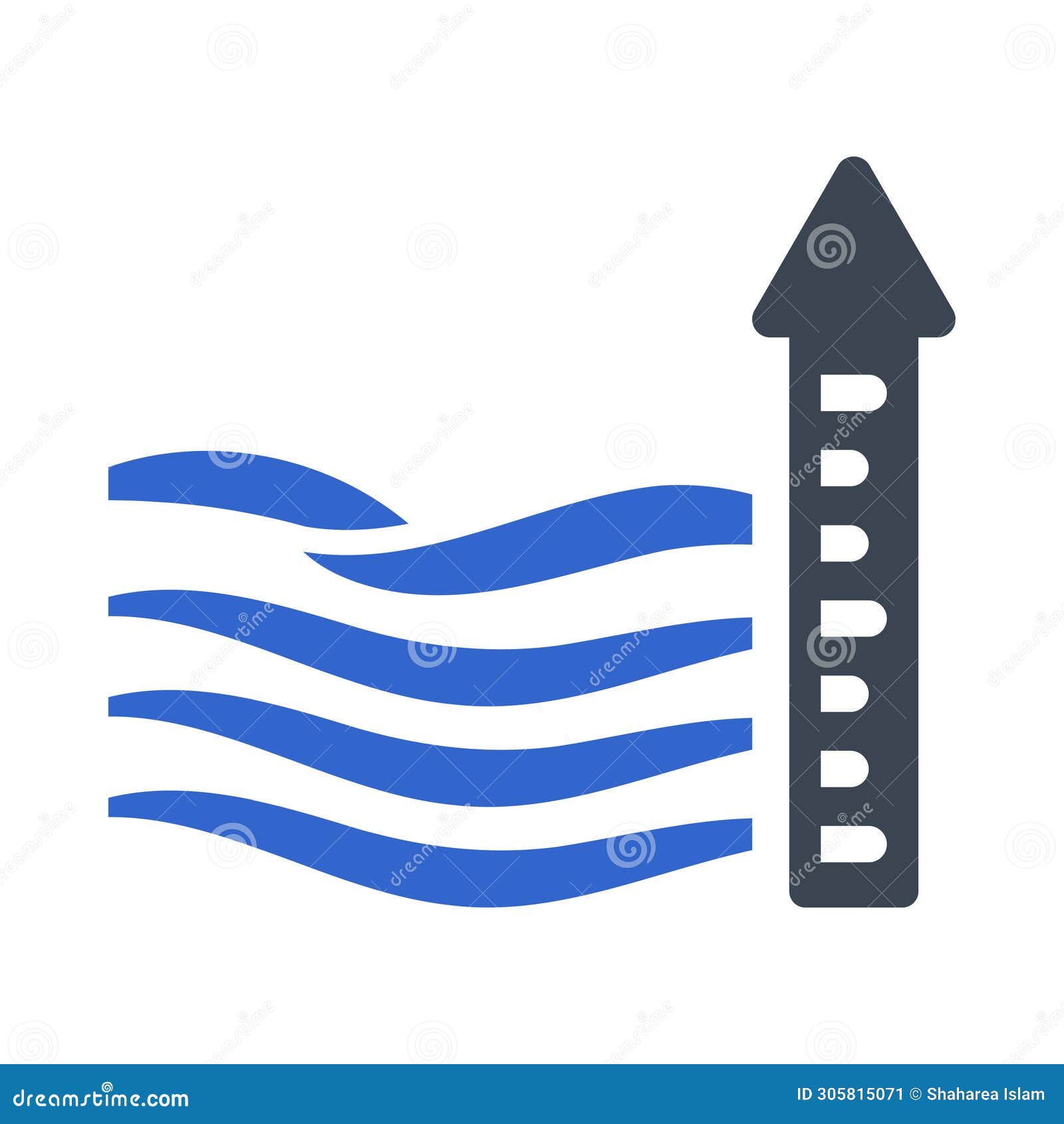 Sea level rise Icon stock vector. Illustration of icon - 305815071