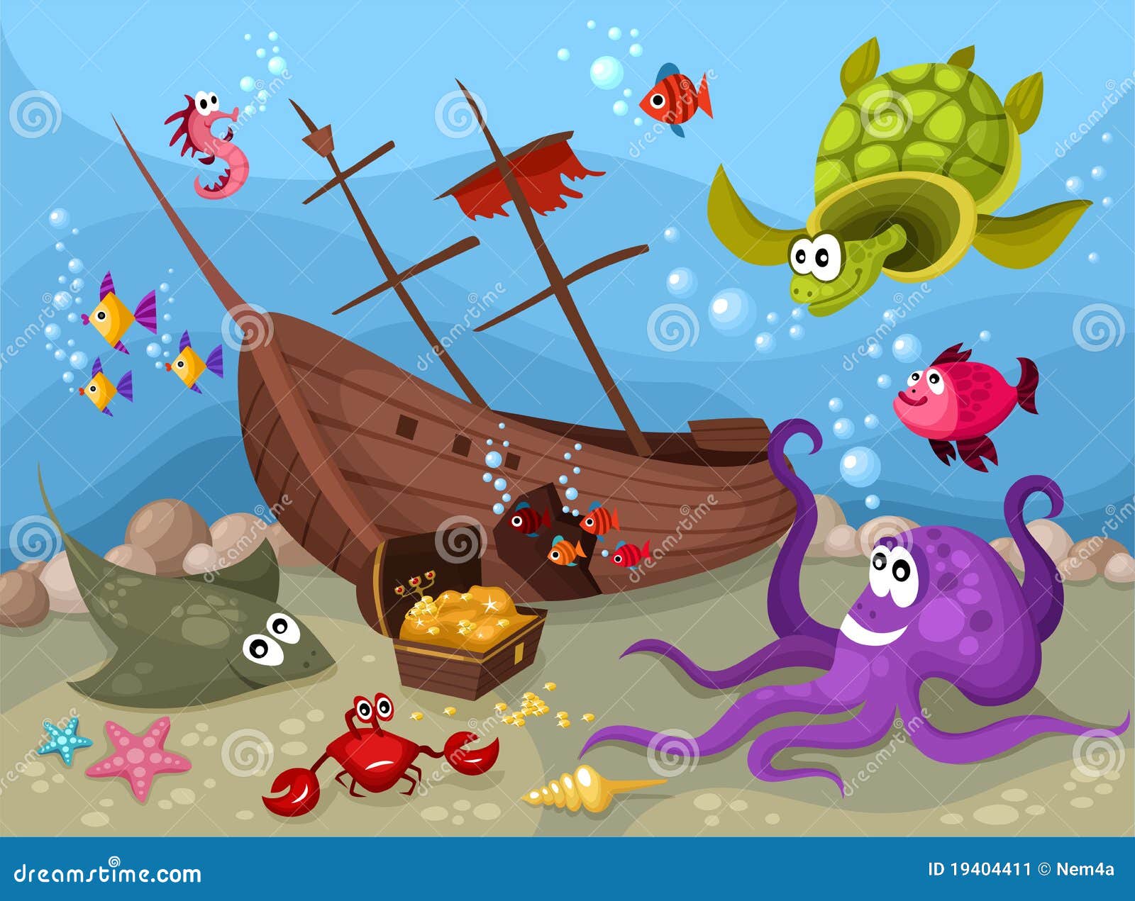 Sea life stock vector. Illustration of fish, life, background - 19404411