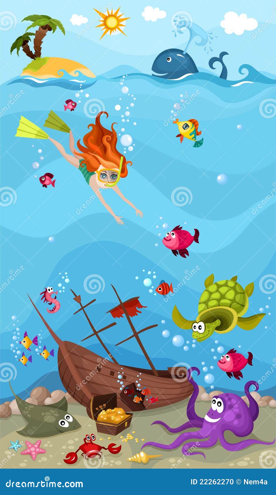 Sea life stock vector. Illustration of marine, book, crab - 22262270