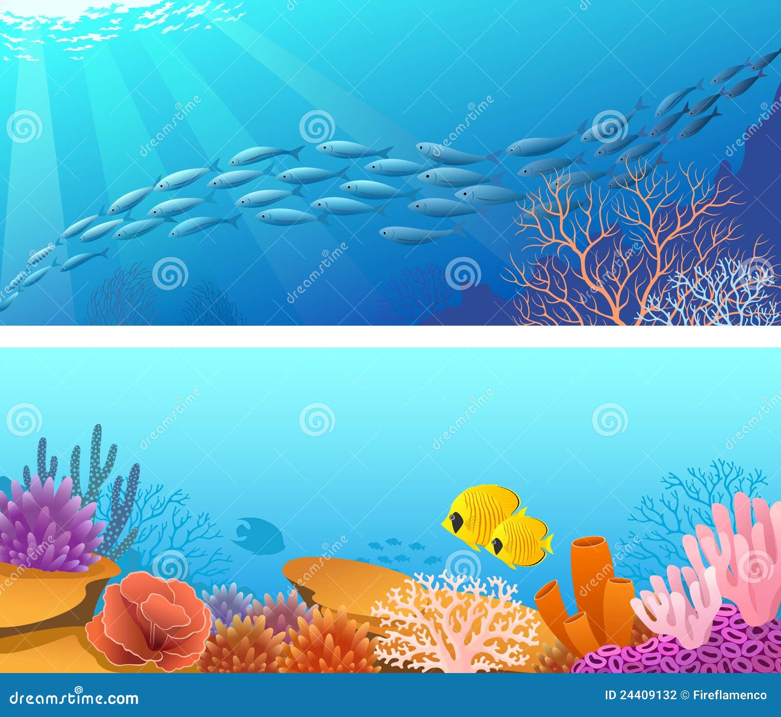 Sea life banner stock vector. Illustration of tropical - 24409132