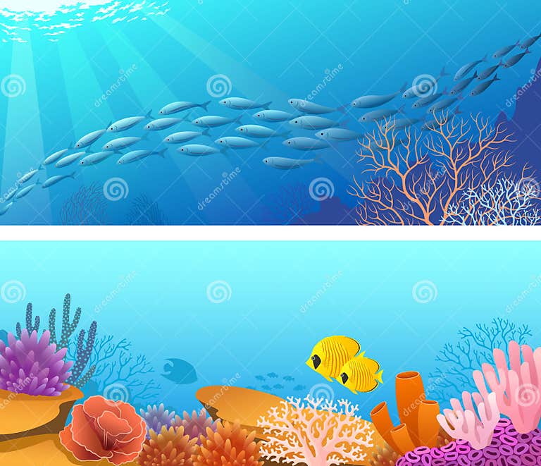Sea life banner stock vector. Illustration of tropical - 24409132