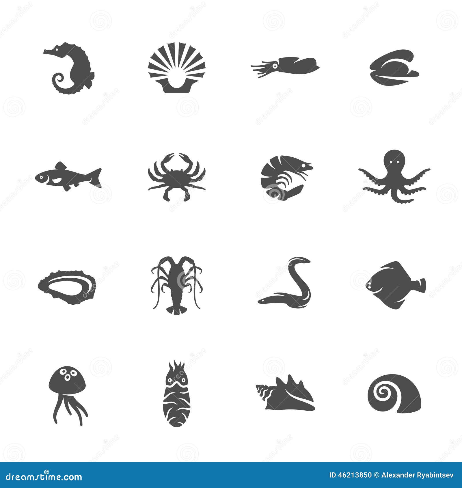 Sea life icons stock vector. Illustration of icons, seafood - 46213850