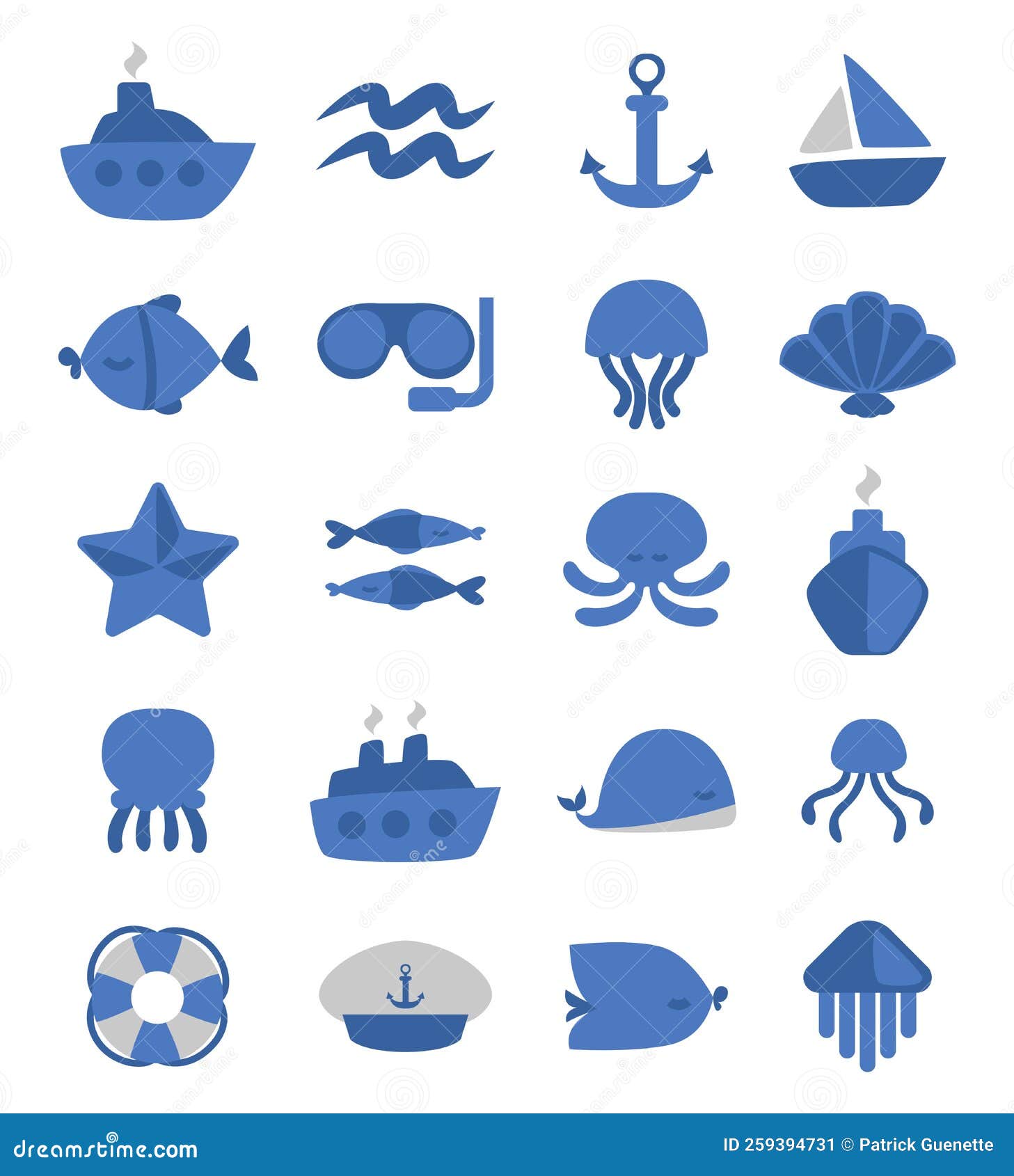 Sea life, icon stock vector. Illustration of marine - 259394731