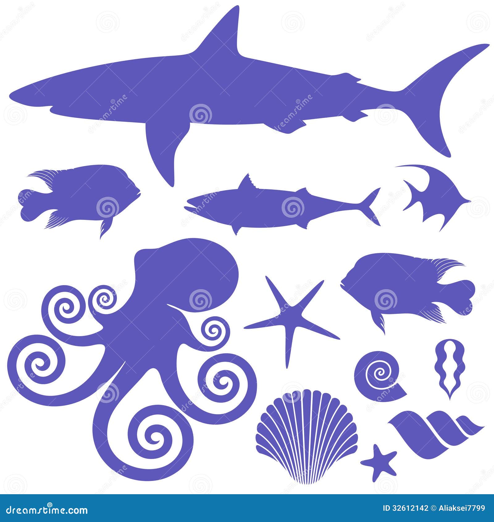 Garibaldi Fish Sketch. Black Contour Isolated Element Of Marine ...