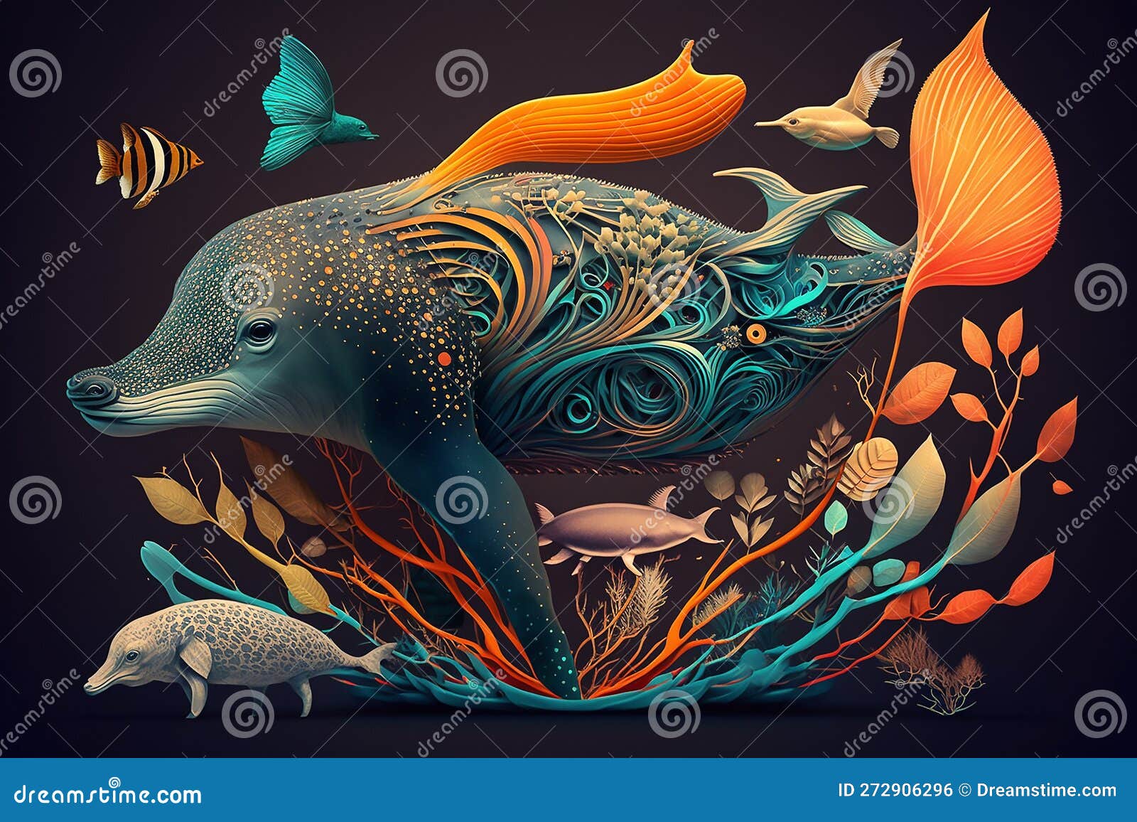 Sea Life in Surreal Style, AI Generated Stock Photo - Image of life ...