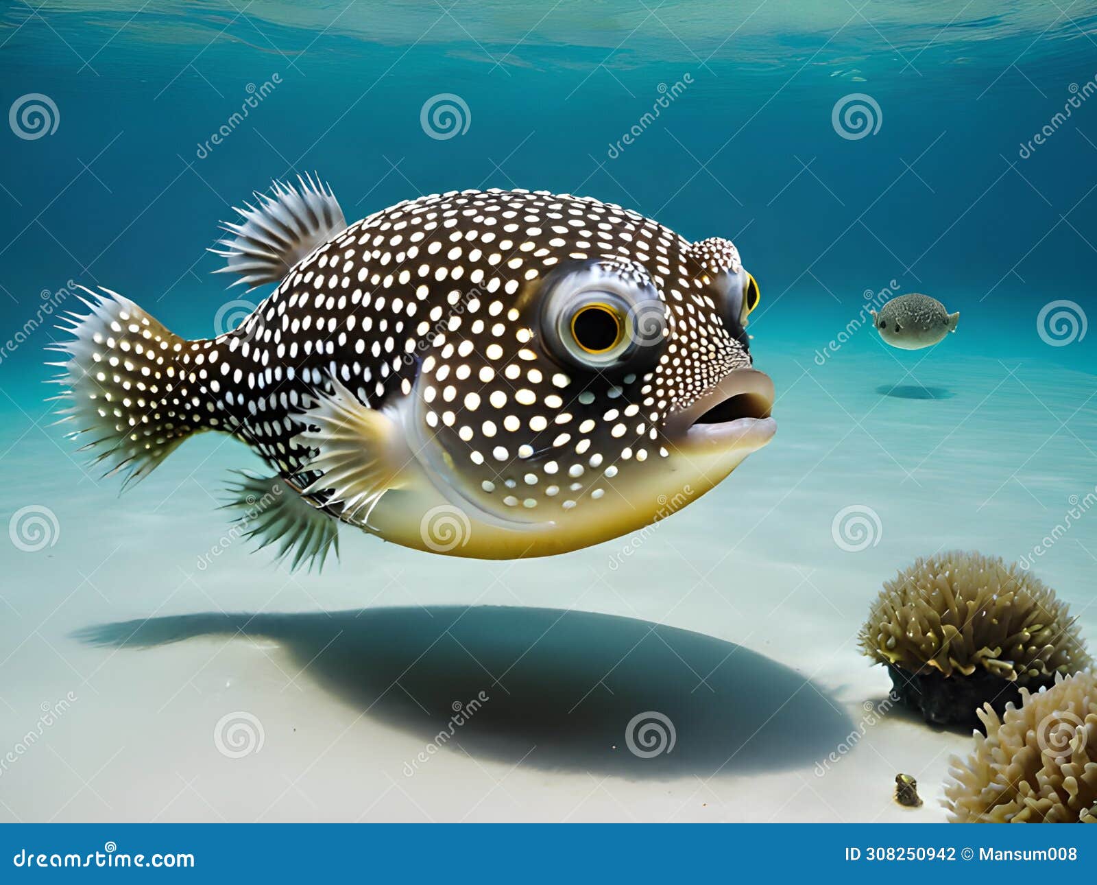 Sea Life in Underwater, Puffer Fish Stock Illustration - Illustration ...