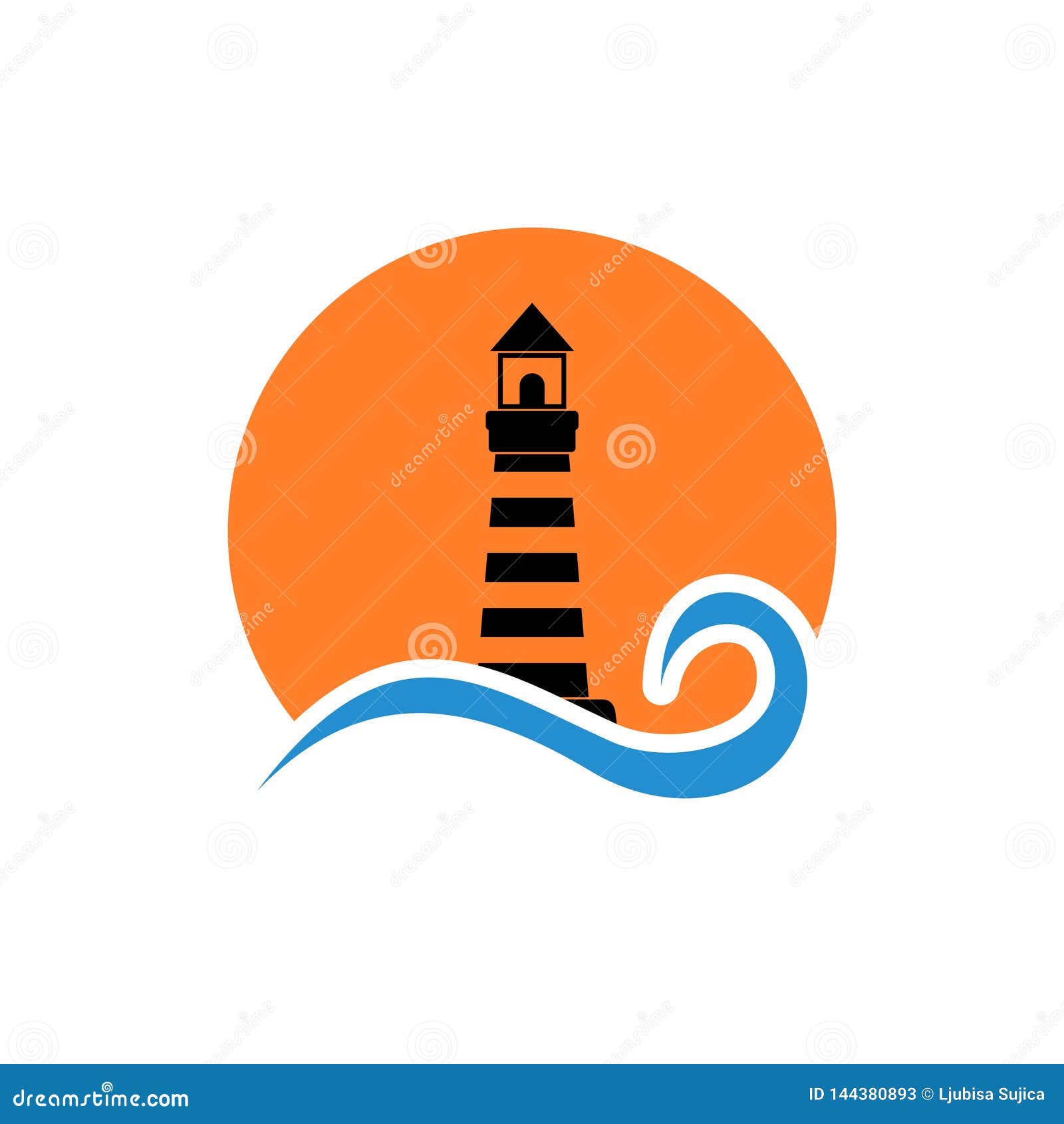 Sea Lighthouse Icon or Logo Stock Vector - Illustration of sunset ...