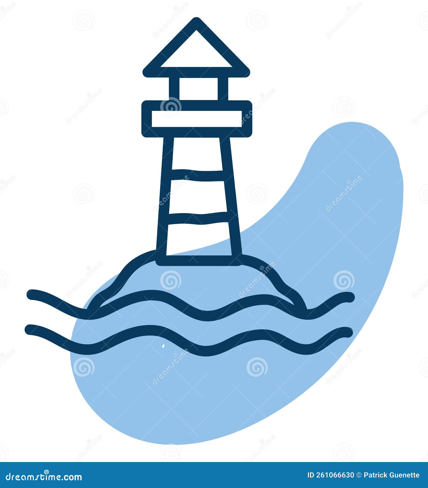 Sea lighthouse, icon stock vector. Illustration of water - 261066630