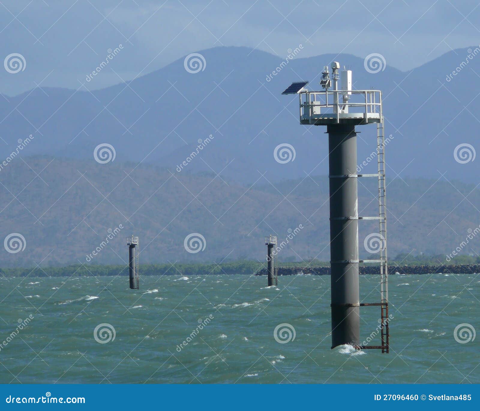Sea Lighthouse on Solar Bat. Stock Photo - Image of eternal, handhold ...