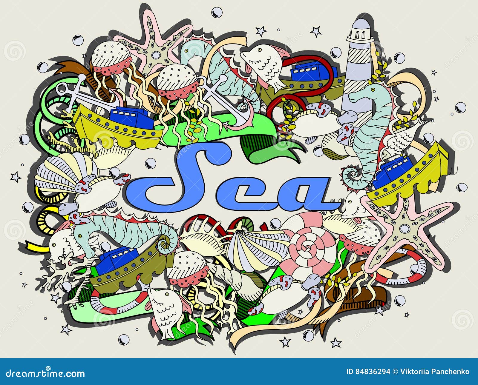 Sea Line Art Design Vector Illustration Stock Vector - Illustration of ...