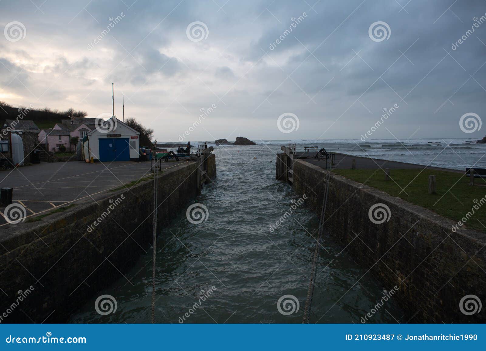 The Sea Lock on the Bude Canal in Bude, Cornwall Stock Image - Image of ...