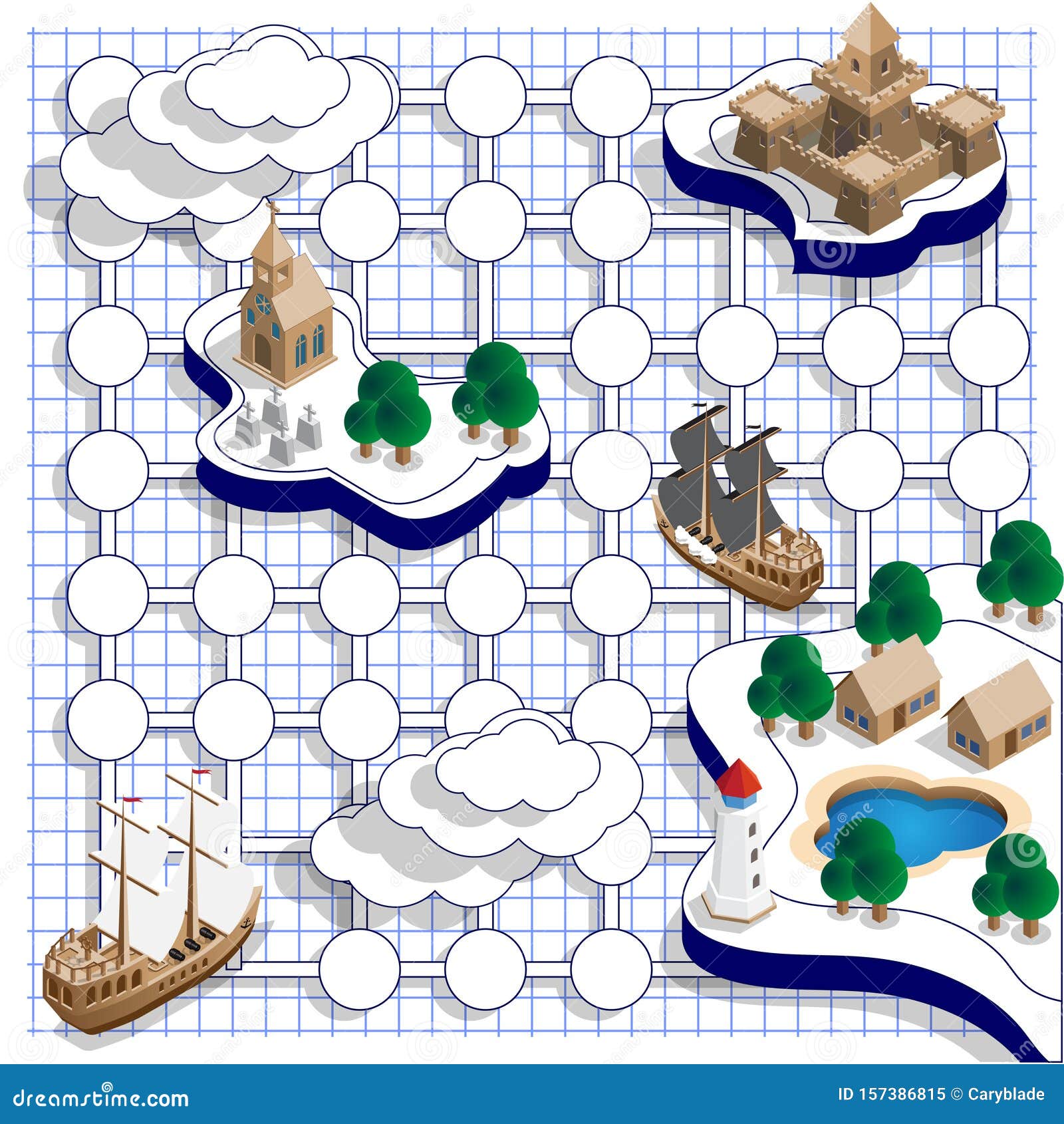 Sea Map on a Sheet in a Cage. Stock Vector - Illustration of ...