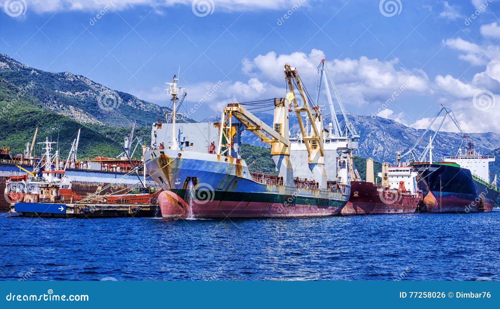 Sea Merchant Ships in the Repair Dock Stock Photo - Image of ship, dock ...
