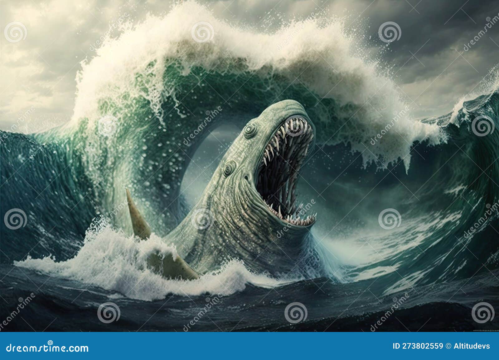 A Sea Monster Emerging from the Water, Its Massive Body Creating a Huge ...