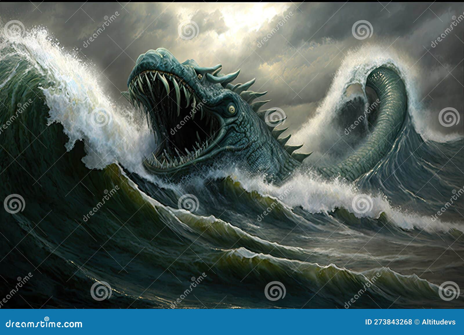 A Sea Monster Emerging from the Water, Its Massive Body Creating a Huge ...