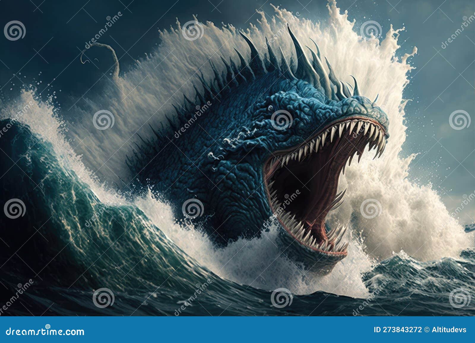 A Sea Monster Emerging from the Water, Its Massive Body Creating a Huge ...