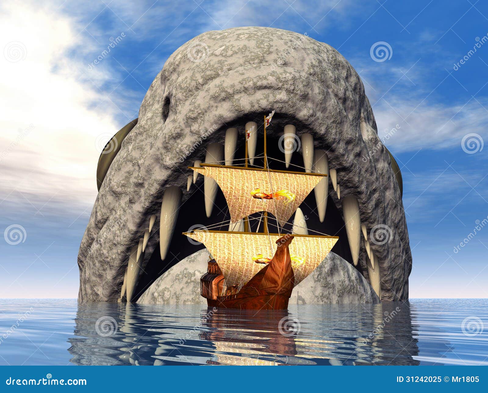 Sea Angler And Sea Monster Royalty-Free Cartoon | CartoonDealer.com ...