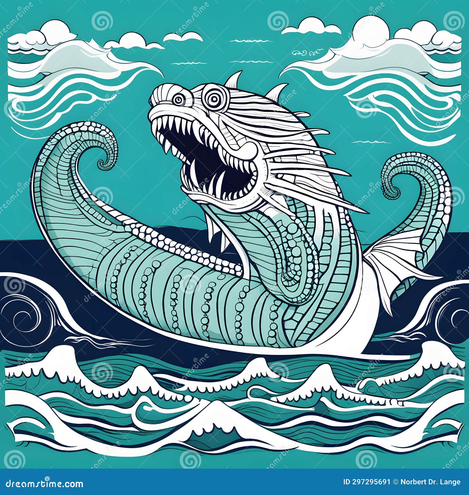 Sea Monsters, AI-generatet stock illustration. Illustration of fear ...