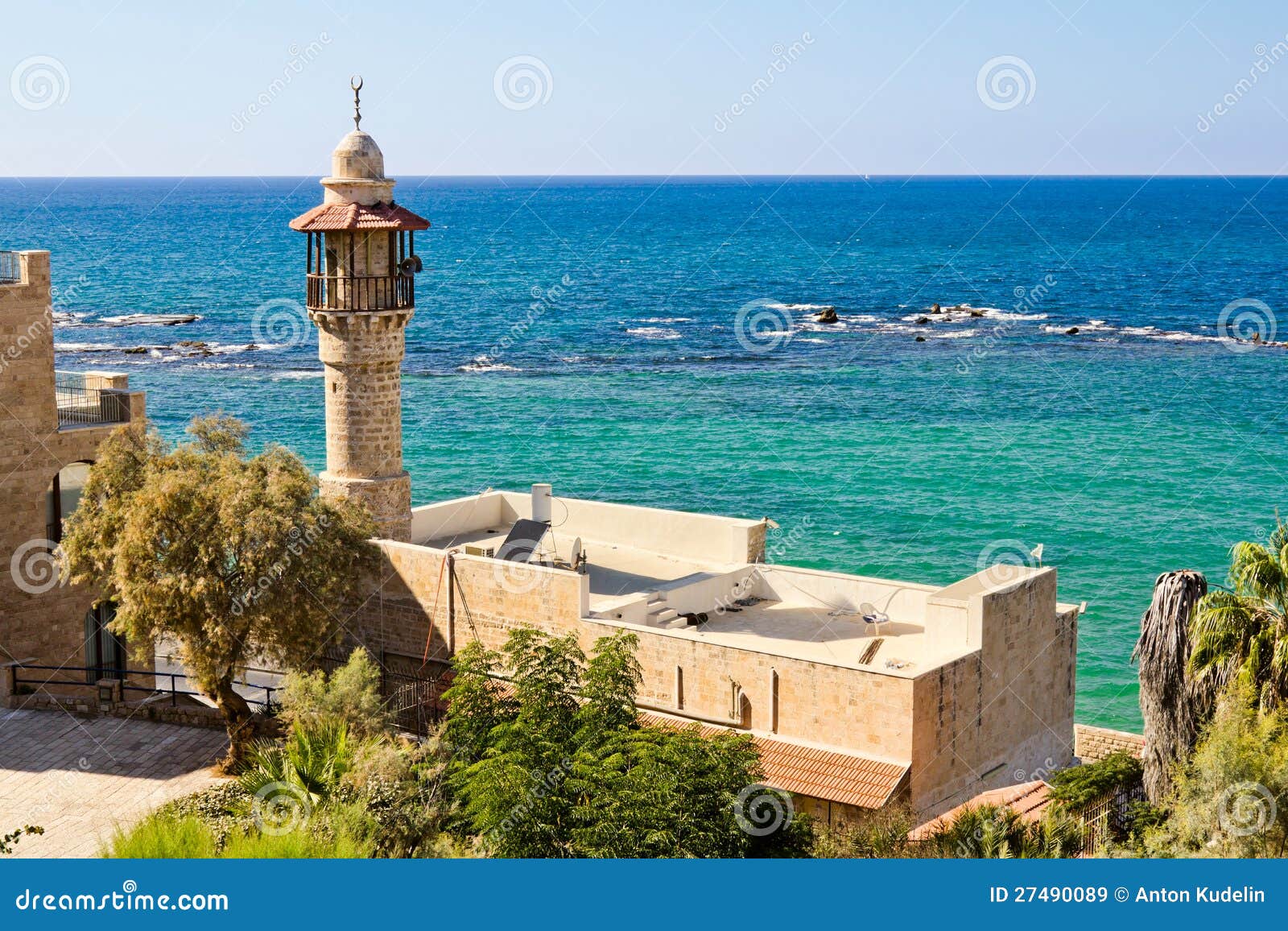 Sea Mosque in the Ancient Jaffa Stock Image - Image of famous, religion ...