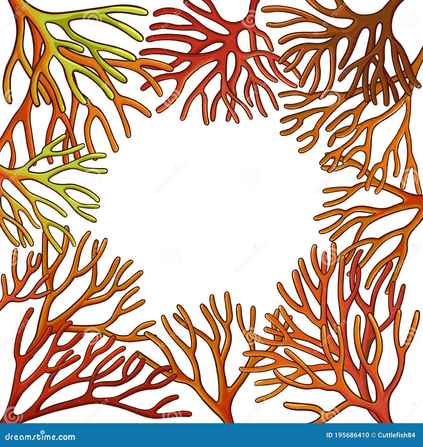 Sea moss frame stock vector. Illustration of nature - 195686410