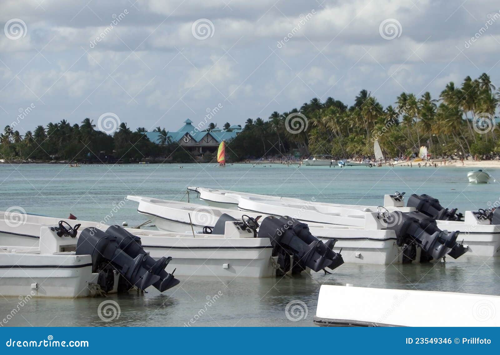 Sea and motor boats stock photo. Image of island, outside - 23549346