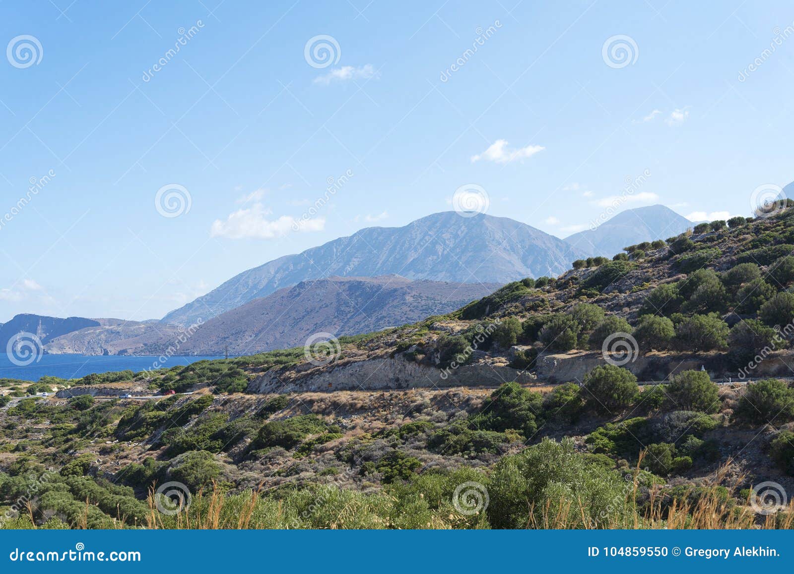 The Sea and the Mountains of Crete. Stock Photo - Image of landscape ...