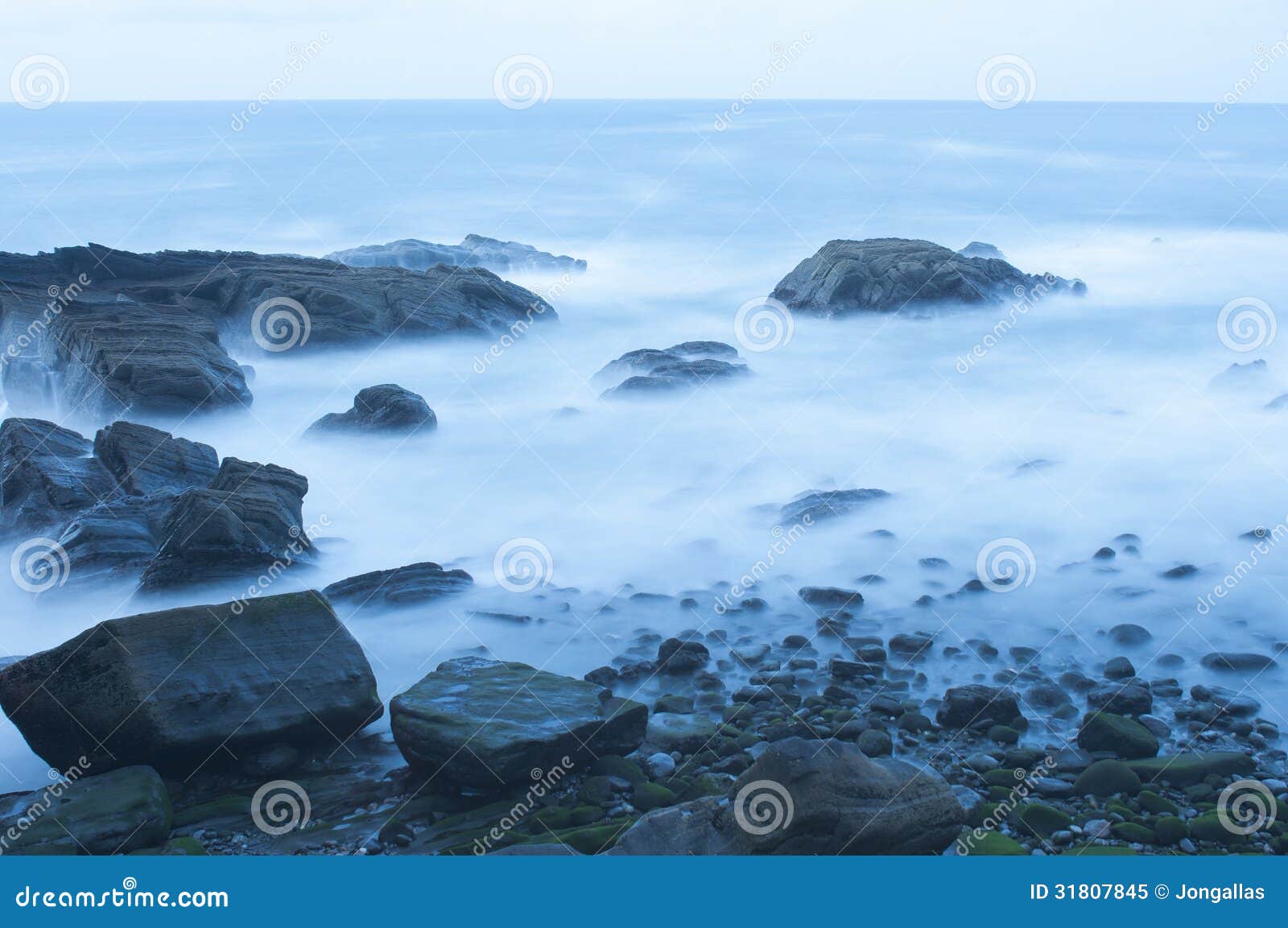 Sea at night stock image. Image of blue, coastline, mist - 31807845