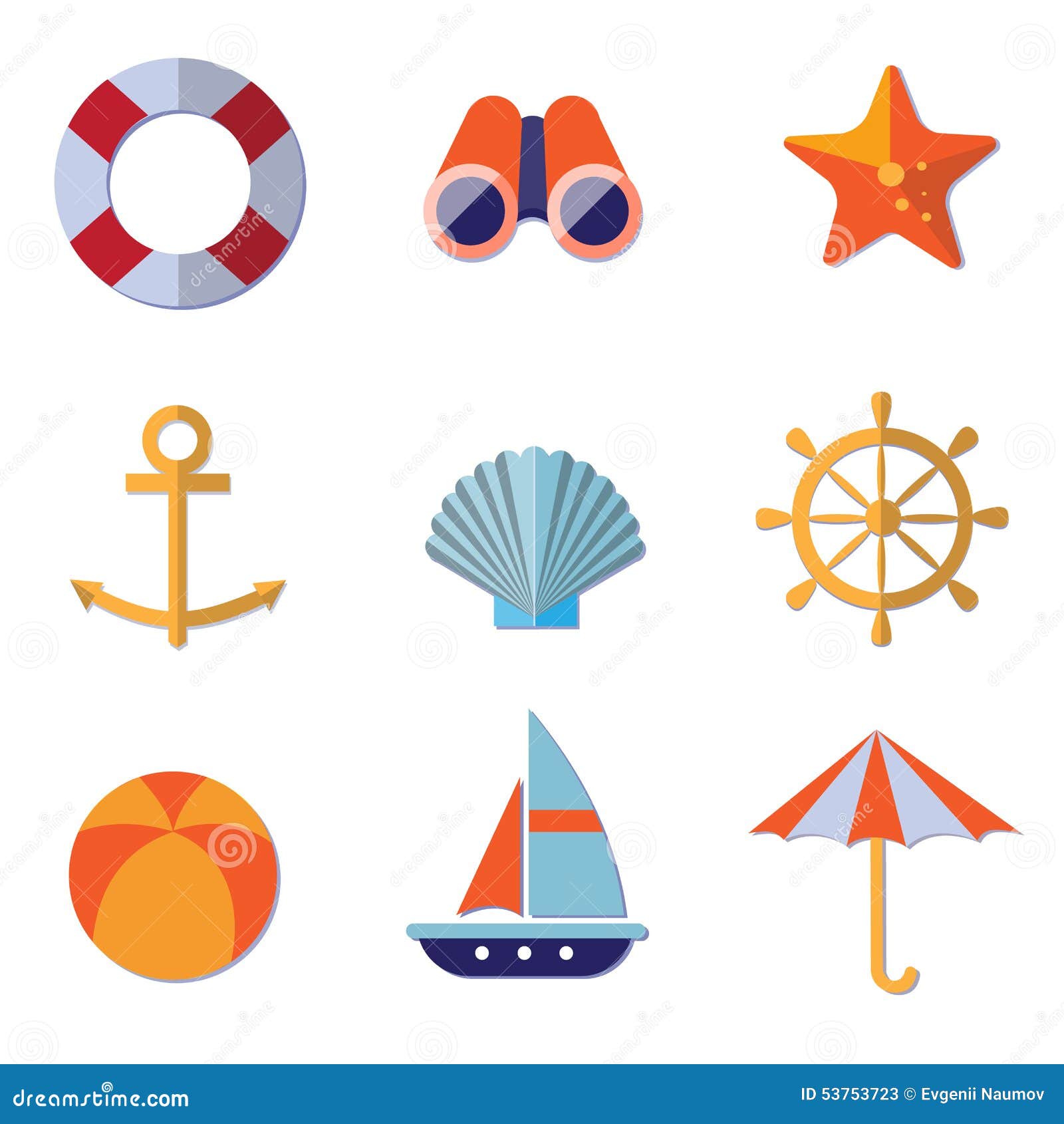 Sea Objects Collection Vector Stock Vector - Illustration of helm, baby ...