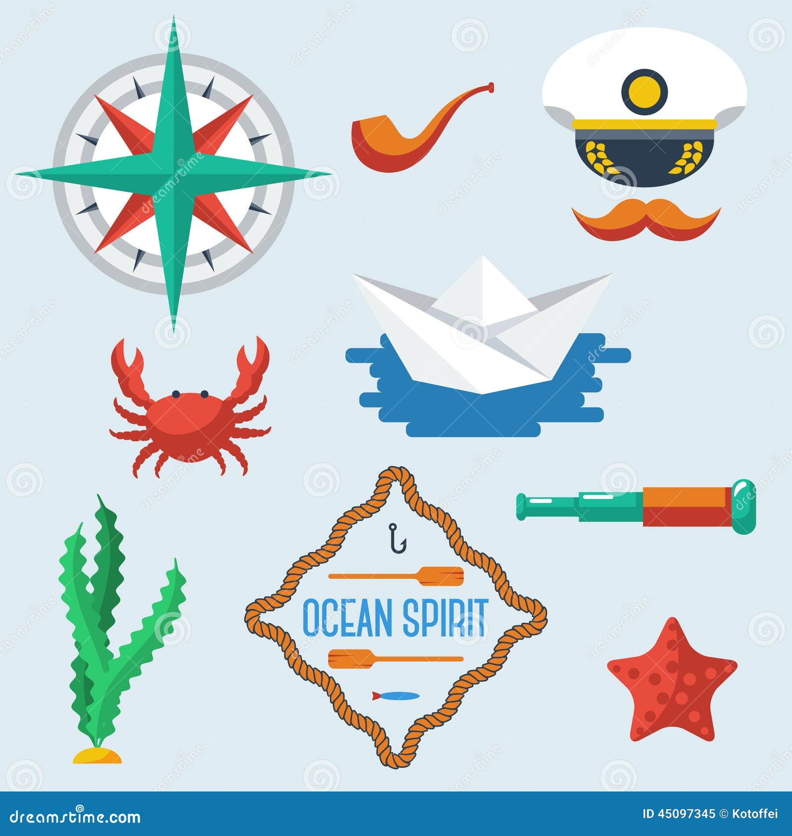Sea Objects Collection. Vector Illustration Stock Vector - Illustration ...