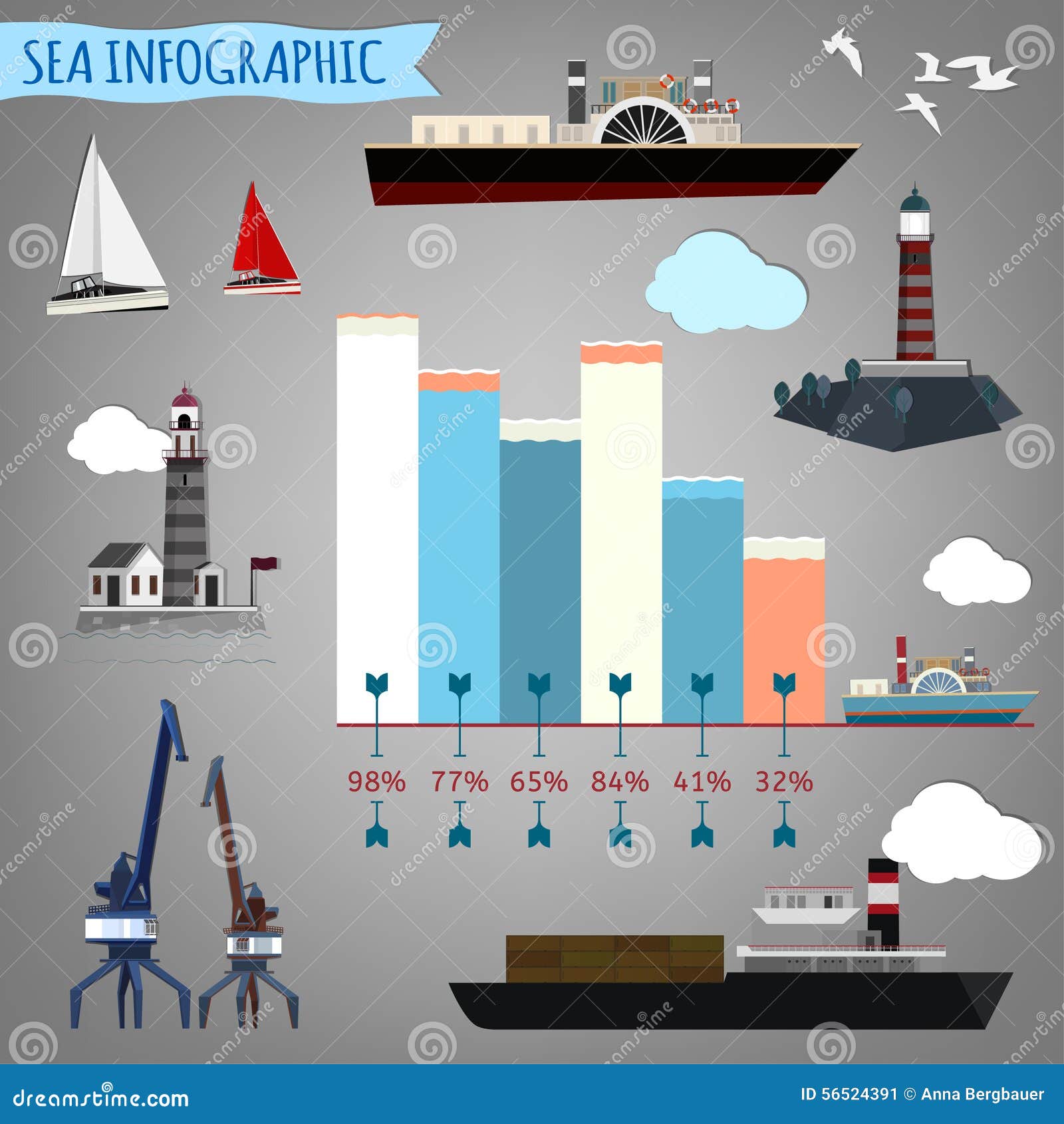 Sea objects set stock vector. Illustration of captains - 56524391