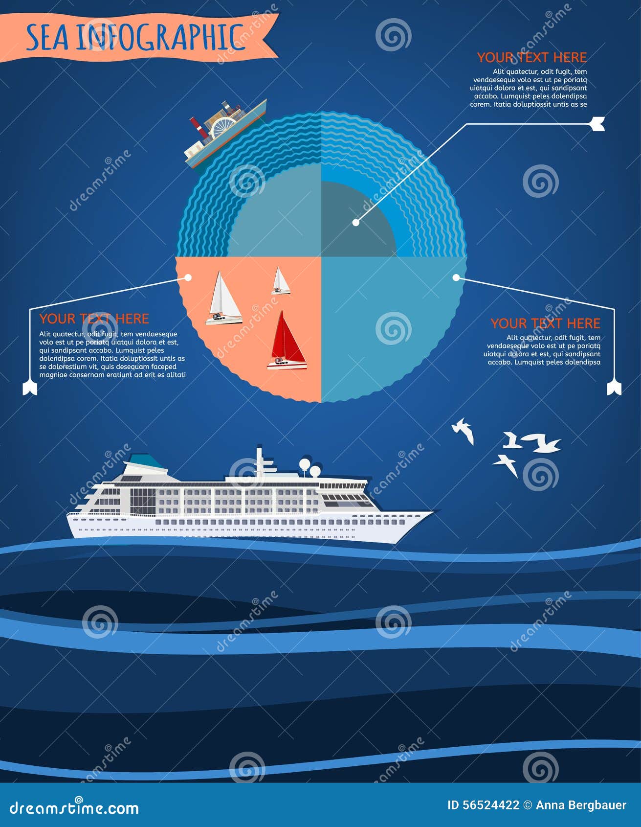 Sea objects set stock vector. Illustration of boat, ocean - 56524422