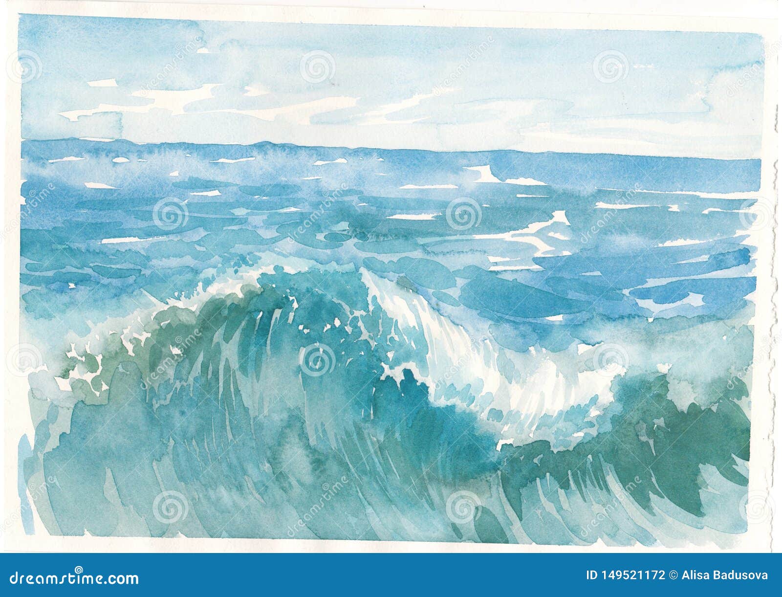 Sea and Ocean Blue Wave Landscape Illustration Background Stock Photo ...