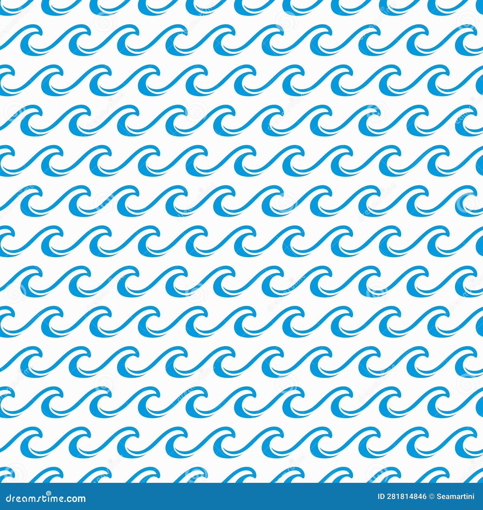 Sea and Ocean Blue Waves Seamless Pattern Stock Illustration ...